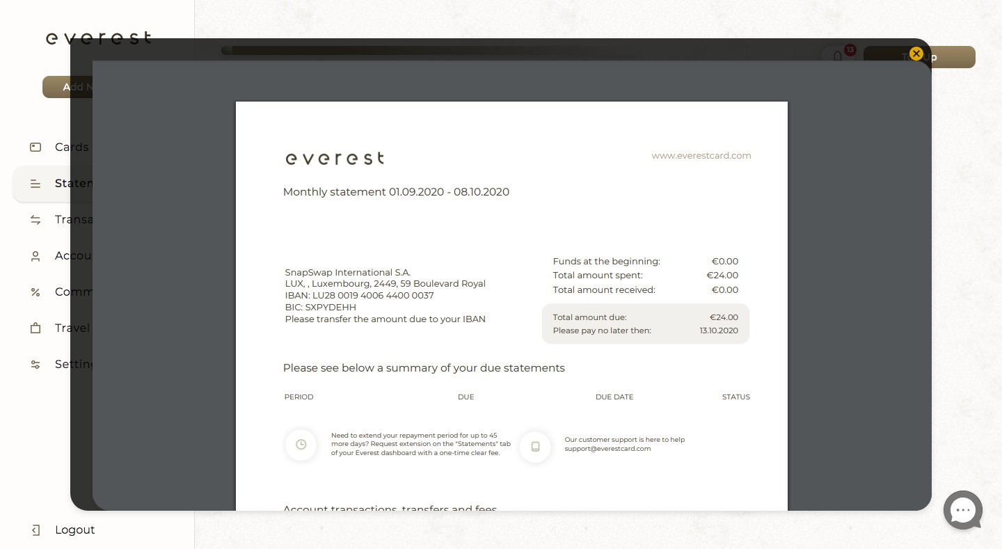 6. How to find my statements in my account? – Everestcard